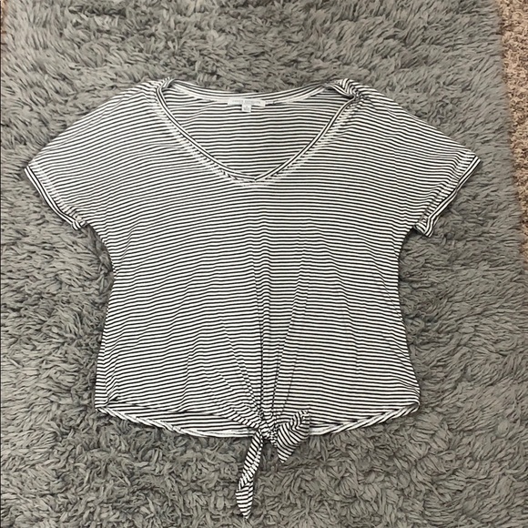 Tops | Striped Tie Front Tee | Poshmark